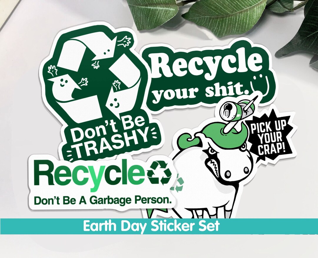 Recycling Sticker Pack, Funny Stickers for Earth Day, Stickers for ...