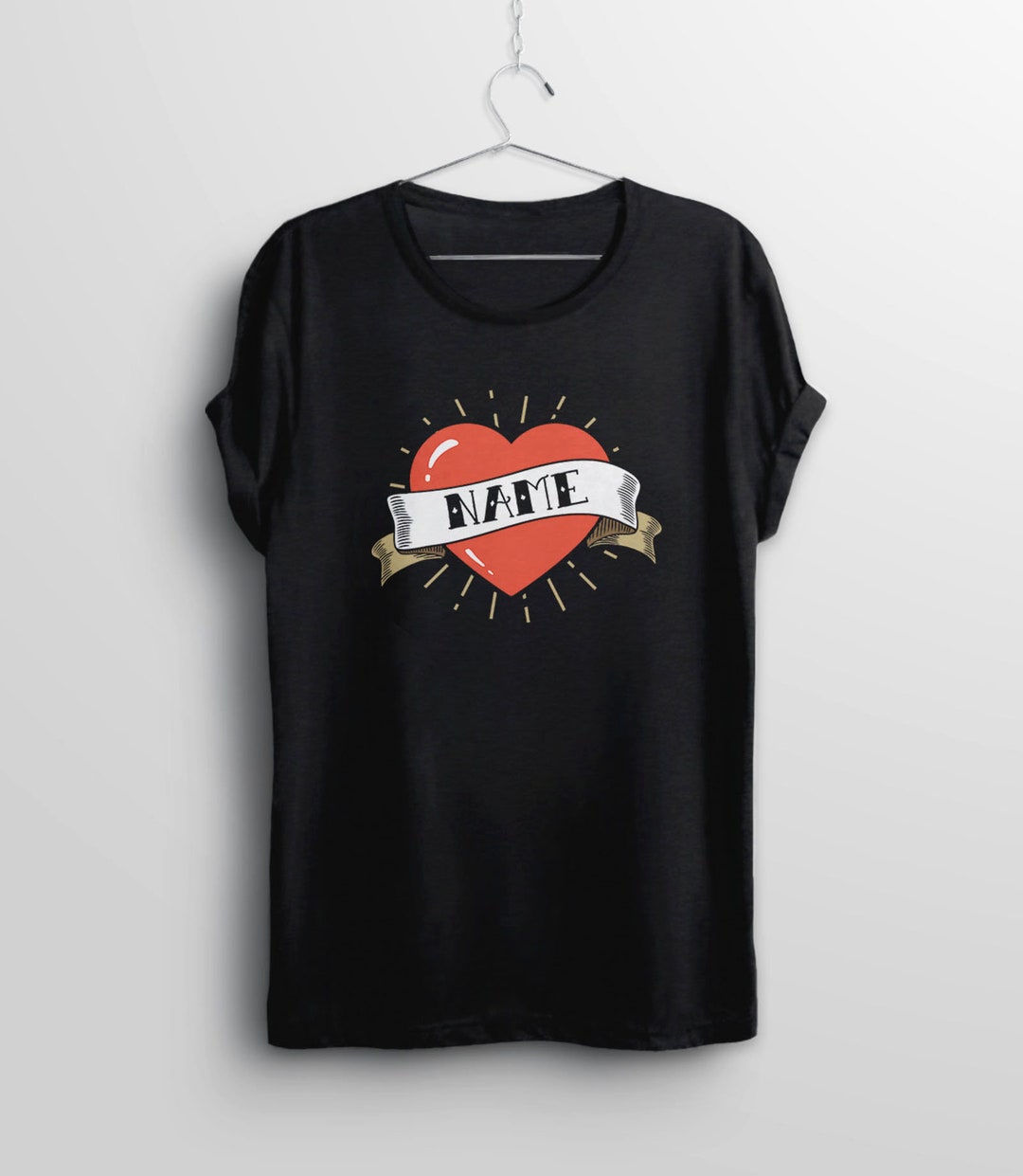 Tattoo Heart Shirt With Custom Text Valentines Day T Shirt for Women or ...