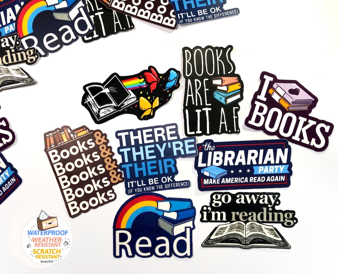 Cute Reading Sticker Pack, Book Stickers for Water Bottle or Laptop ...