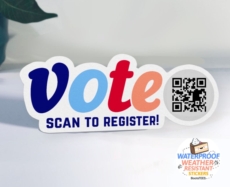 QR Code Vote Sticker for Car, 5.25" Vote Bumper Sticker, Register to ...