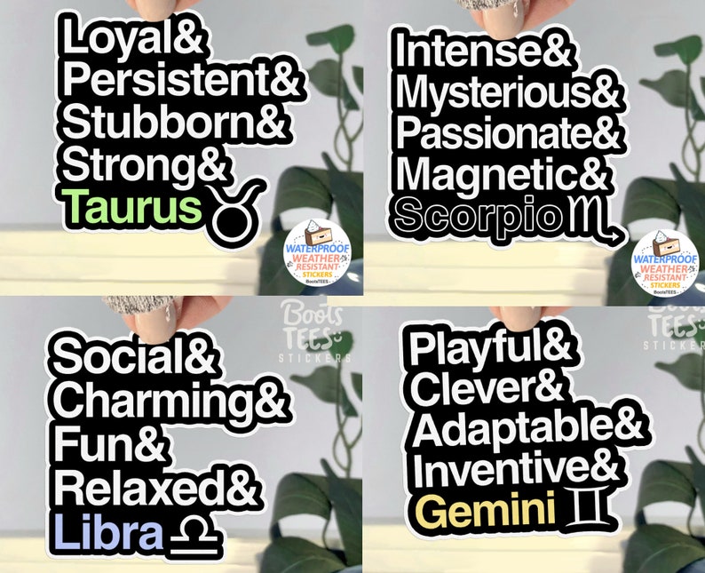 Zodiac Stickers With Star Sign Traits Astrology Stickers for - Etsy