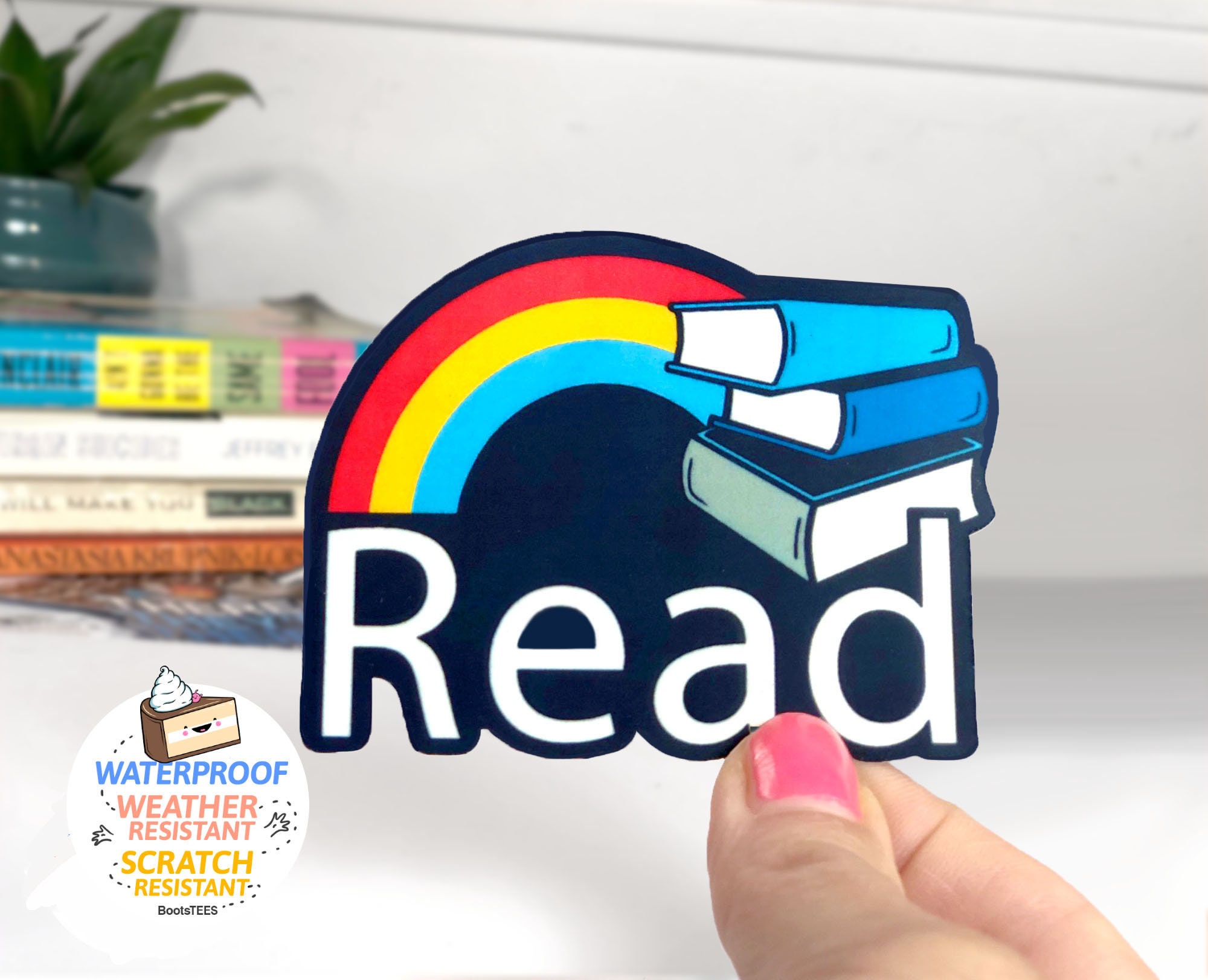 Cute Reading Sticker for laptop or water bottle book sticker | Etsy