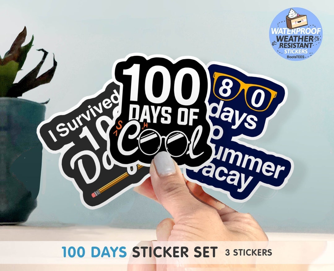 100 Days of School Stickers for Teachers and Kids, 100th Day of School ...