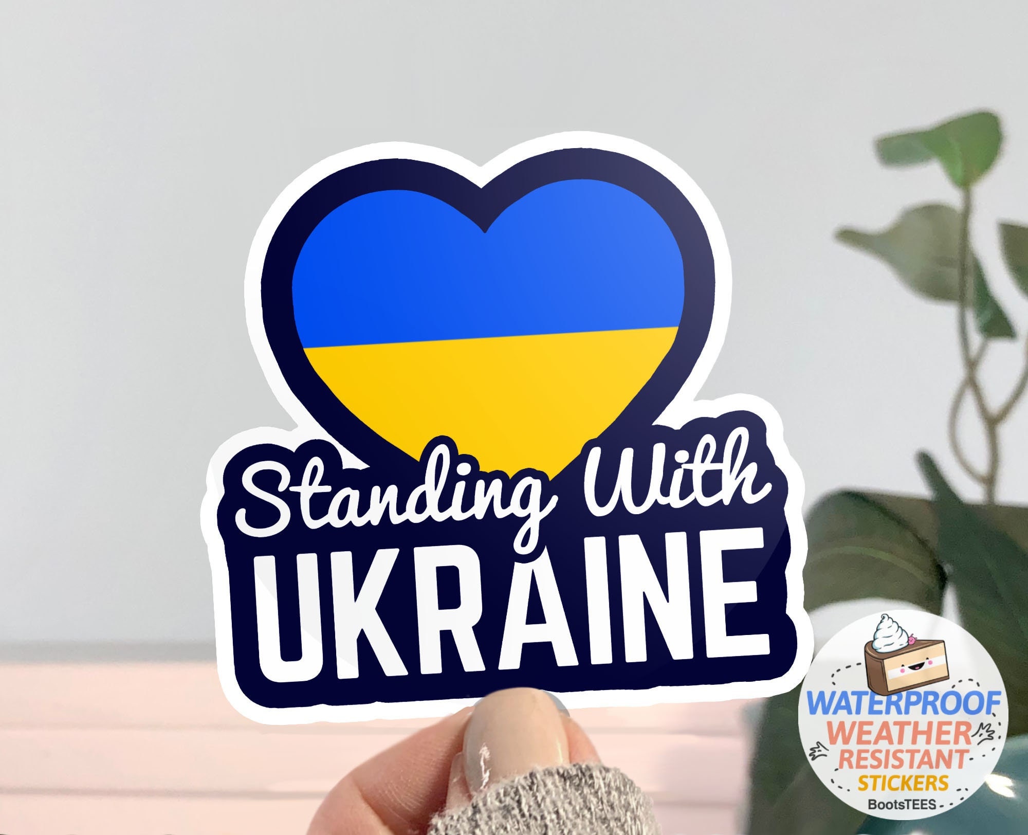 Weatherproof Vinyl Sticker I Stand With Ukraine Flag Paper Stickers ...