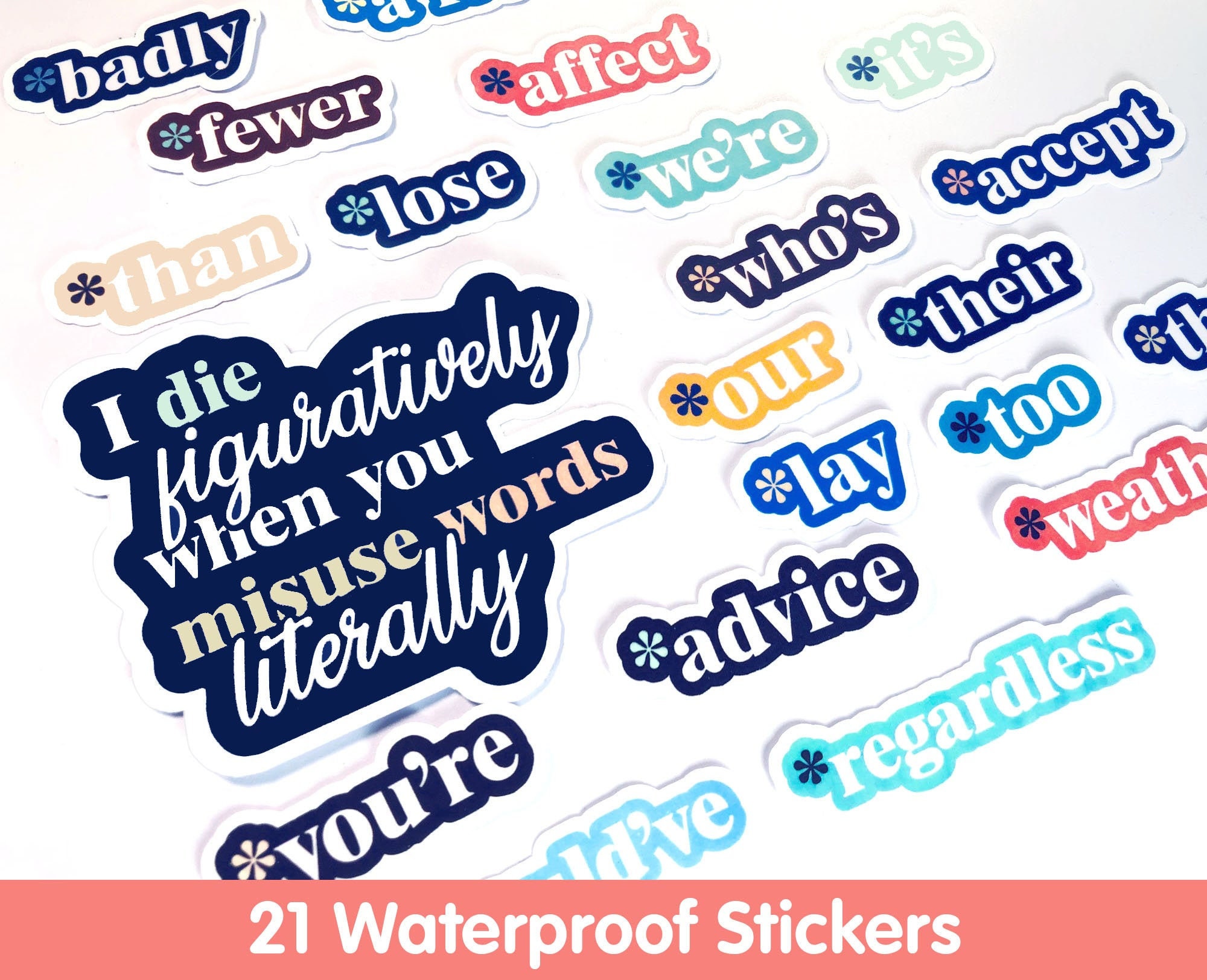 Grammar Sticker Set Waterproof Stickers for Hydroflask - Etsy