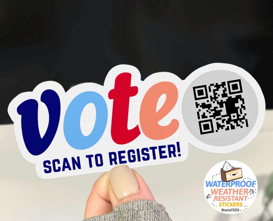 QR Code Vote Sticker for Car, 5.25" Vote Bumper Sticker, Register to ...