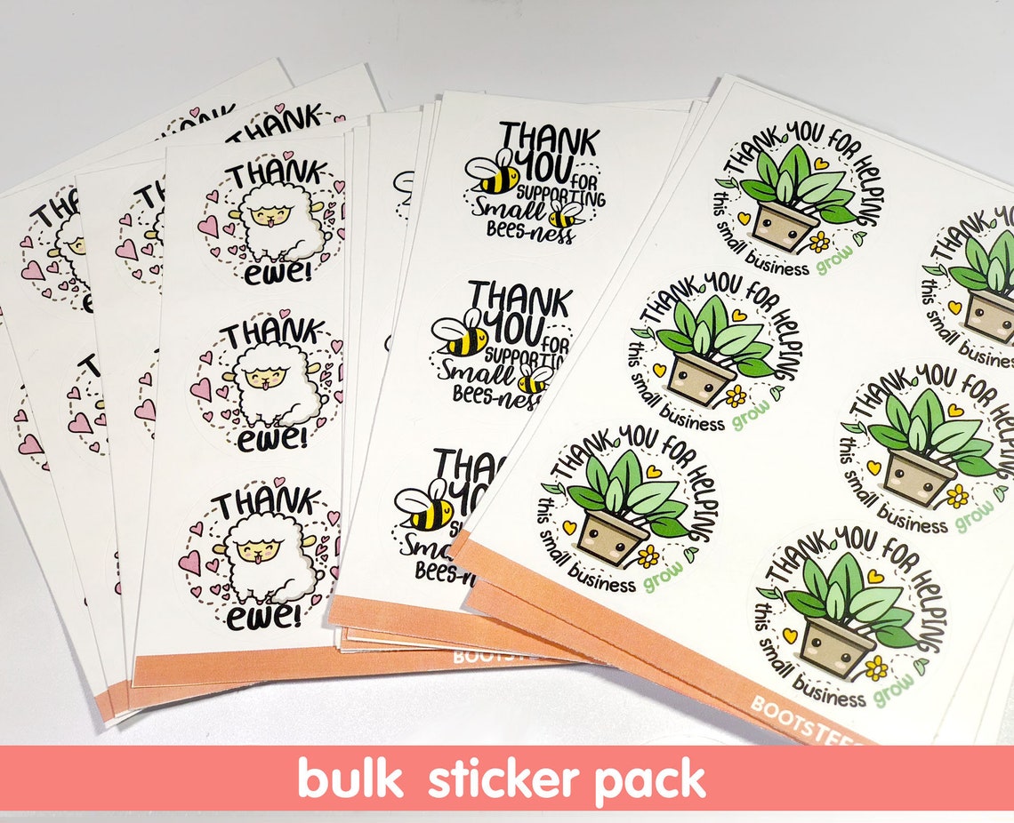 1.67" Cute Thank You Sticker Variety Pack for Small Business, Stickers ...