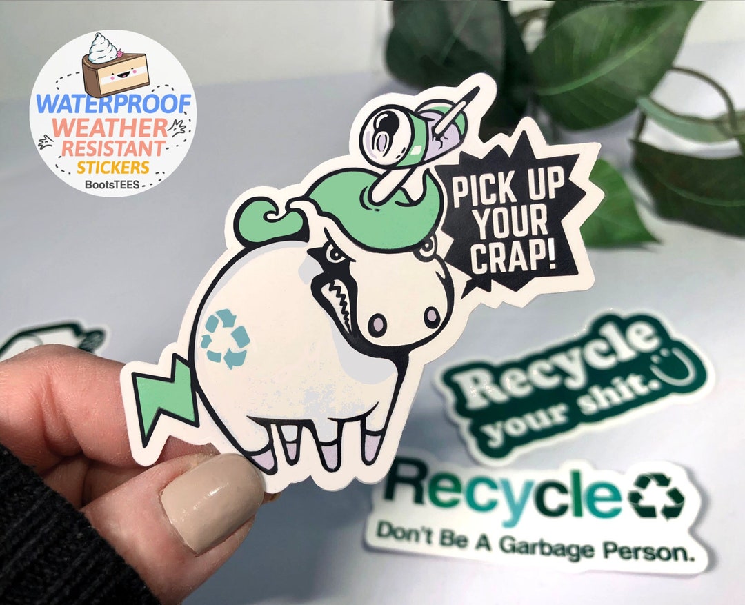 Cute Unicorn Recycling Decal, WATERPROOF Vinyl Sticker for Earth Day ...