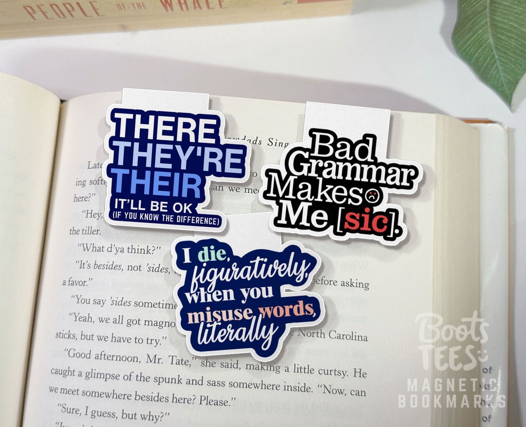 Funny Grammar Magnetic Bookmark Set: Book Lover Gift for Readers ...