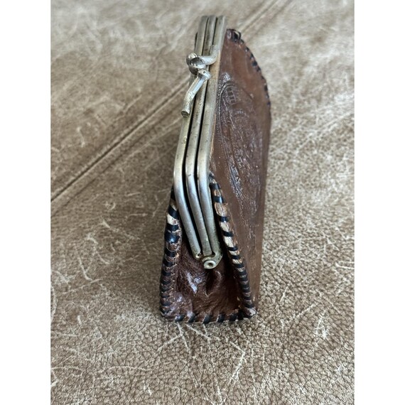 Vintage Mexico Aztec Design Tooled Leather Change Pur… - Gem