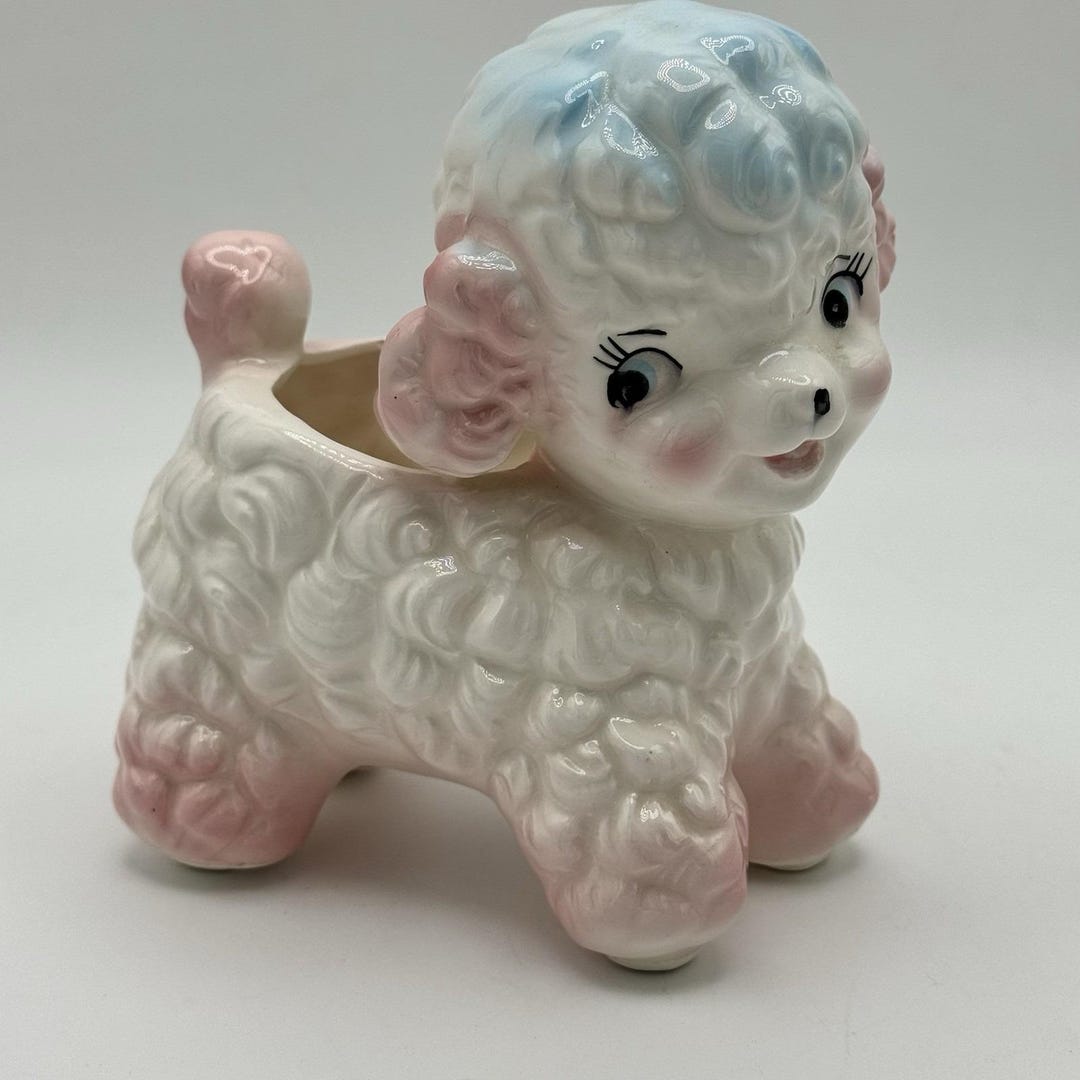 Vintage Ceramic Lamb Sheep Planter Pastel Pink Blue Samson MCM (chip ...
