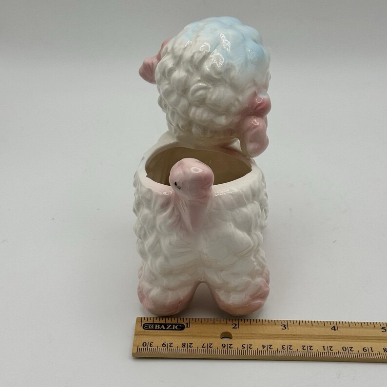 Vintage Ceramic Lamb Sheep Planter Pastel Pink Blue Samson MCM (chip ...
