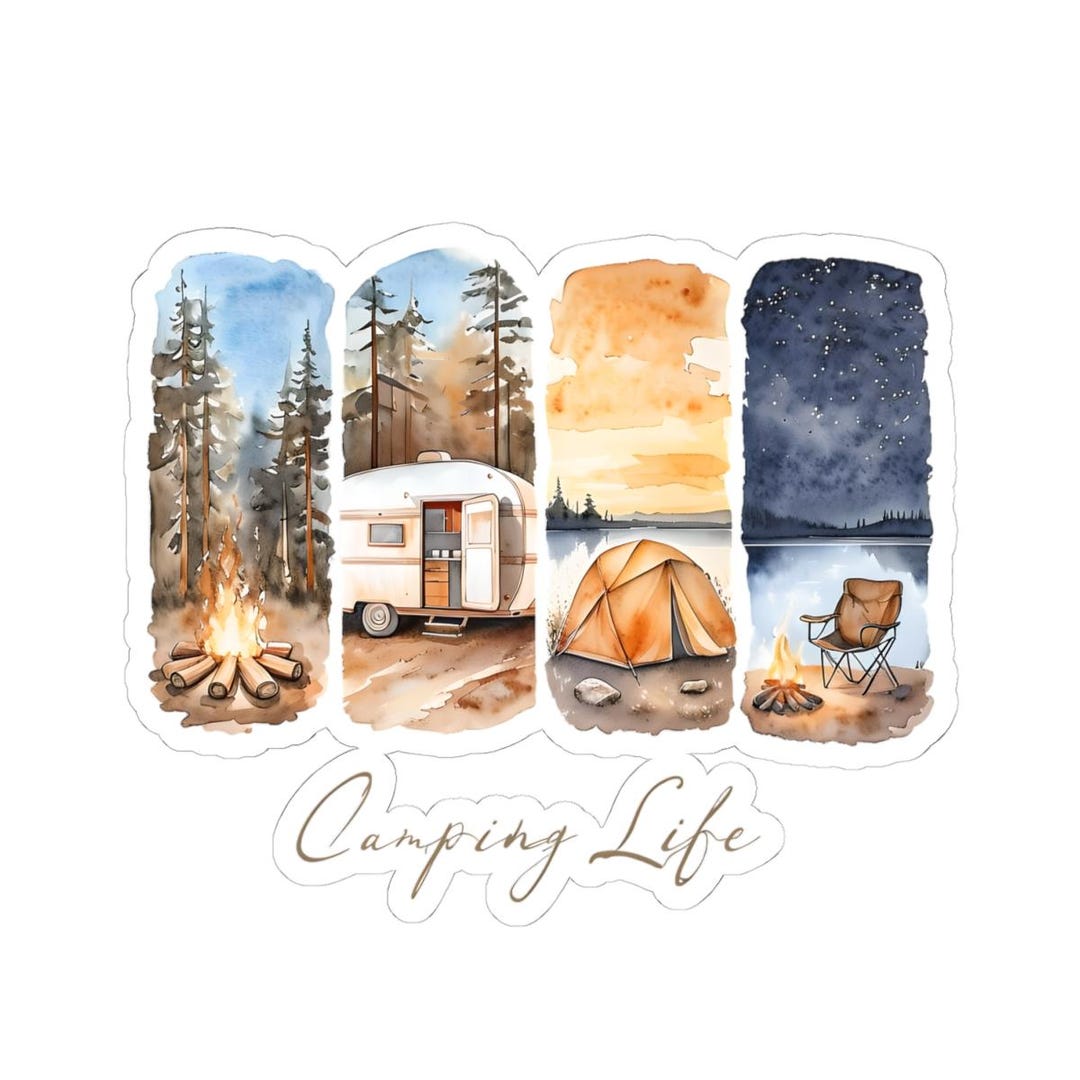 Camping Life Sticker, Outdoor Aesthetic Stickers, Nature Lovers, Travel ...