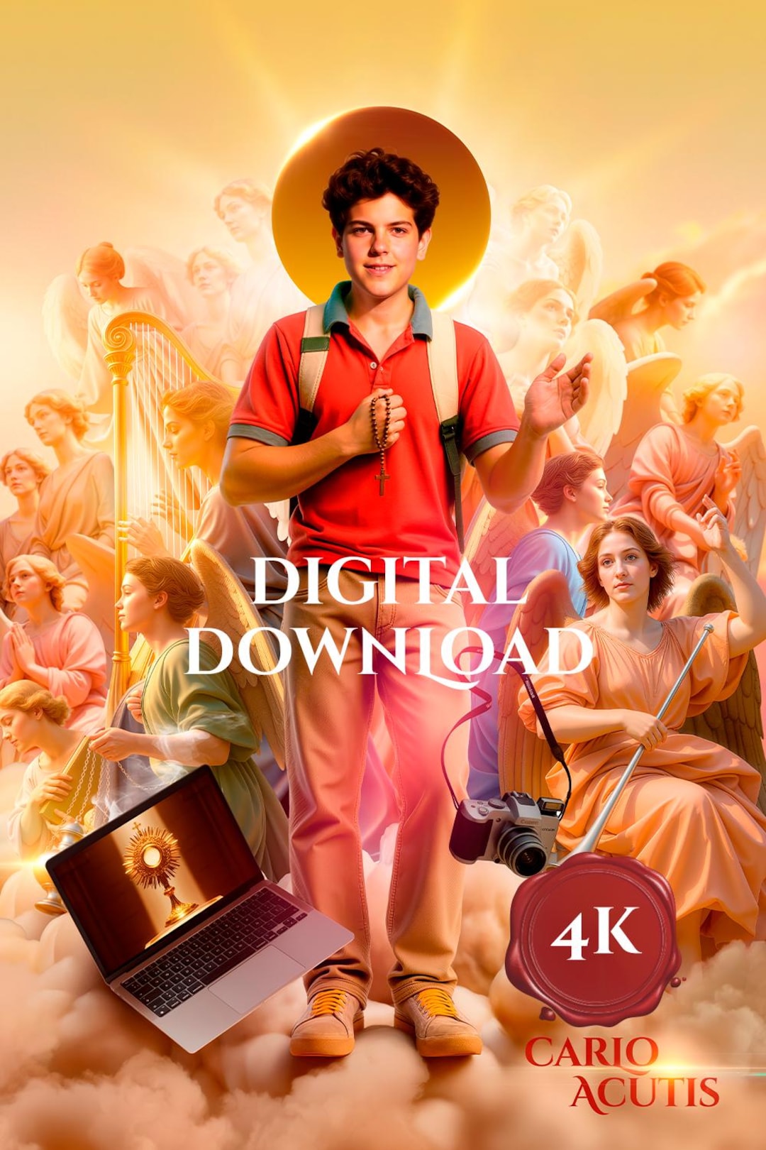 Saint Carlo Acutis With Angels – Ultra High Resolution Catholic Digital ...