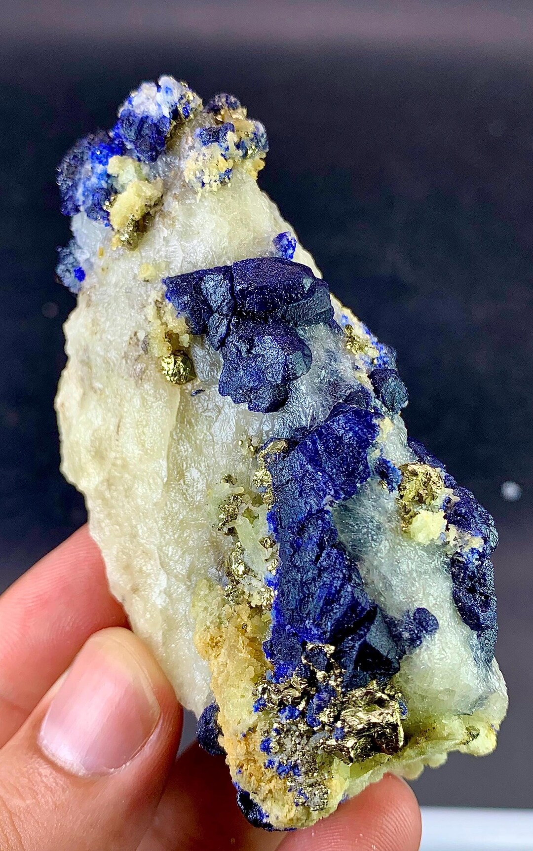 Top Blue Color Lazurite Crystal With Albite Combine Specimen 750 Carats ...