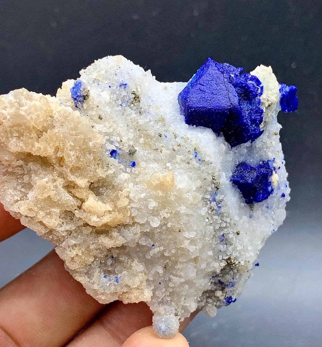Top Blue Color Lazurite Crystal With Albite Combine Specimen 380 Carats ...