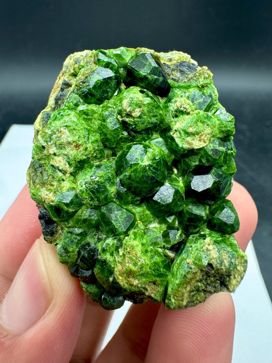 Natural Beautiful Demantoid Green Garnet Crystal Cluster on Matrix ...