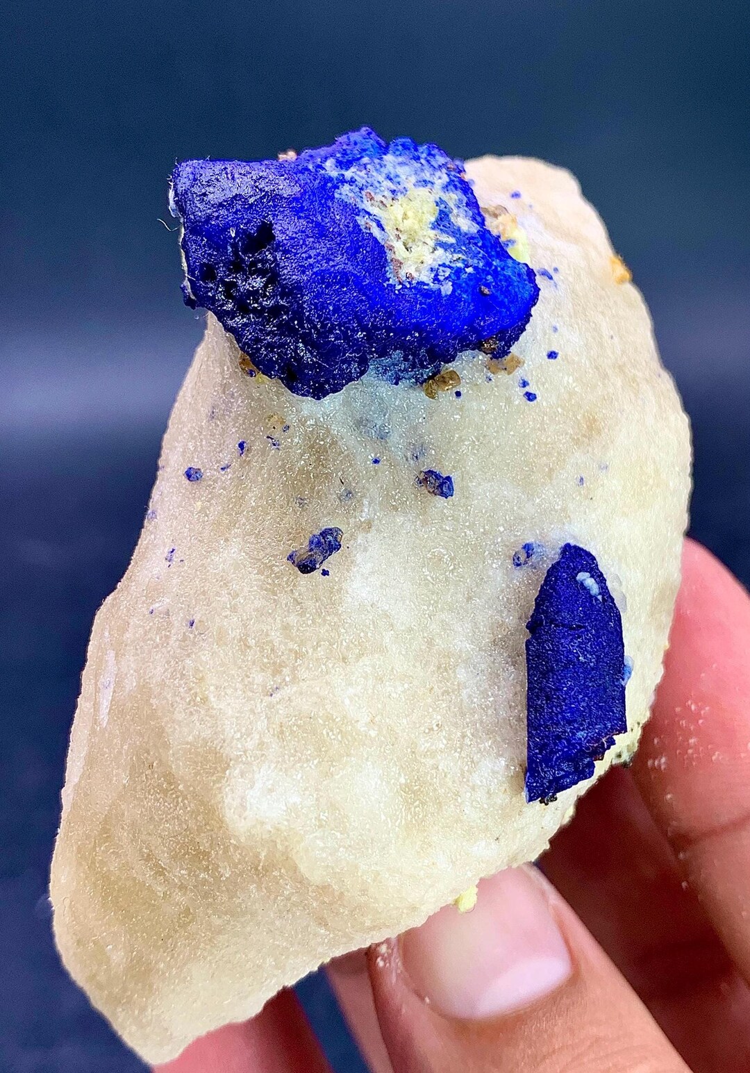 Top Blue Color Lazurite Crystal With Albite Combine Specimen 1090 ...