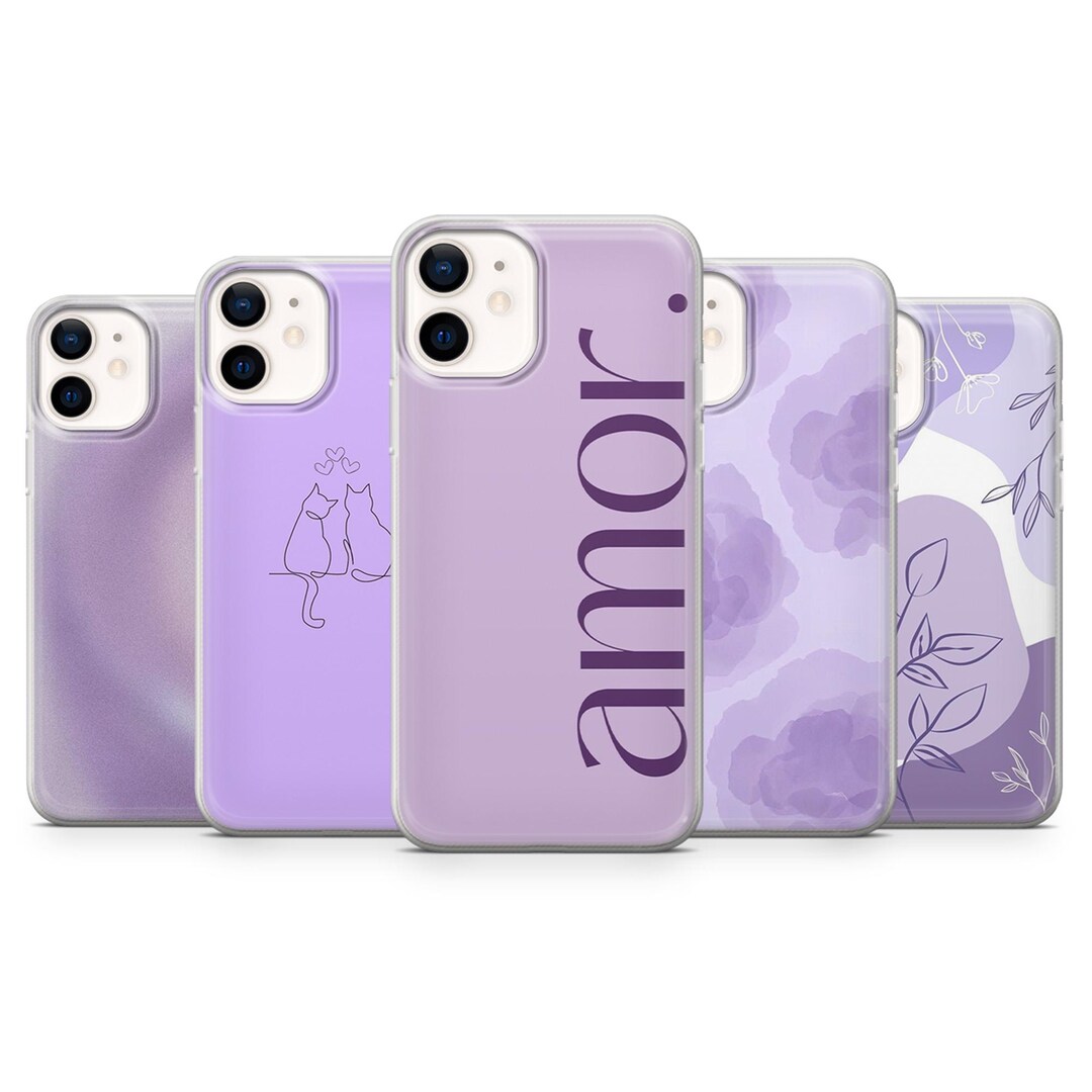 Purple Minimalistic Phone Case Aesthetic Cover for iPhone 17pro 16, 15 ...