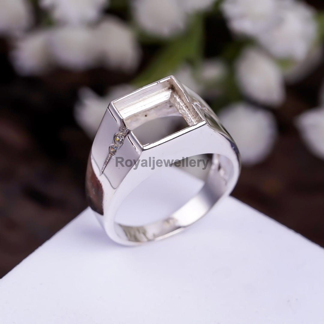 Sterling Silver Semi Mount Ring: 9mm Square Bezel Setting - Etsy