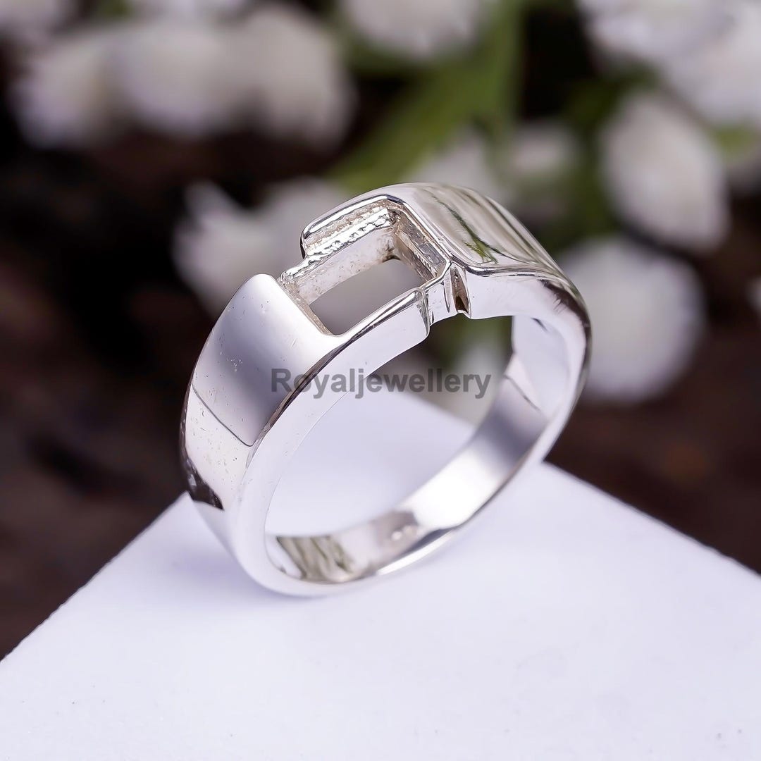 Sterling Silver Emerald Cut Semi Mount Ring: DIY Gemstone Setting - Etsy