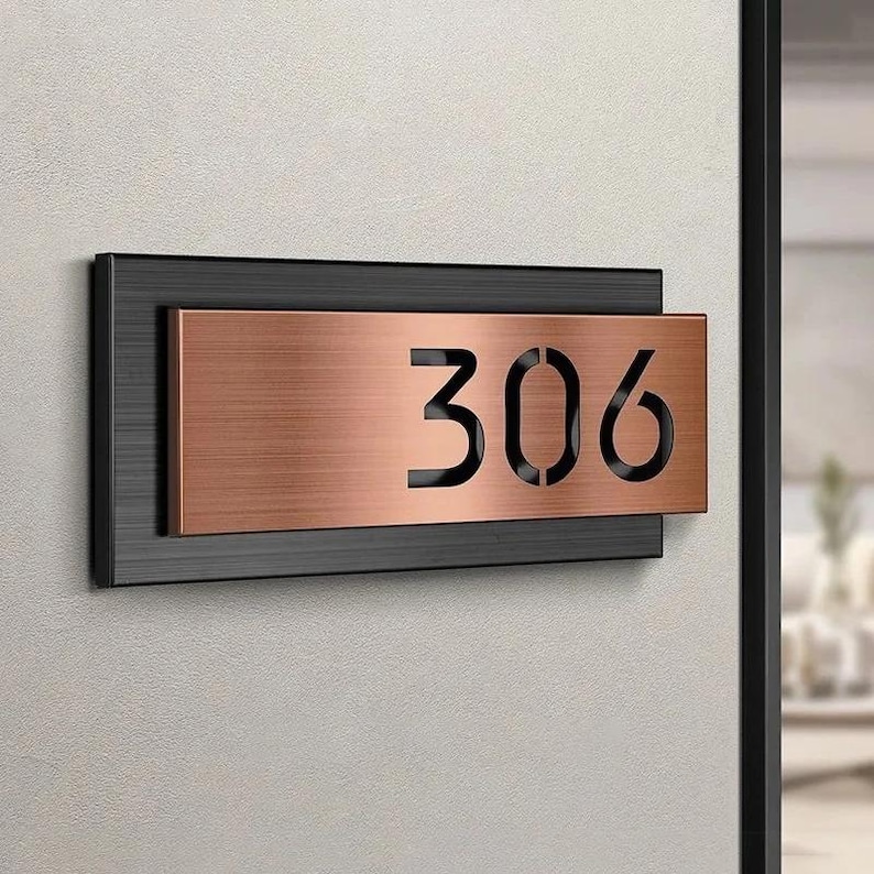 Personalized Modern House Number Sign Stainless Steel – Metal Door ...