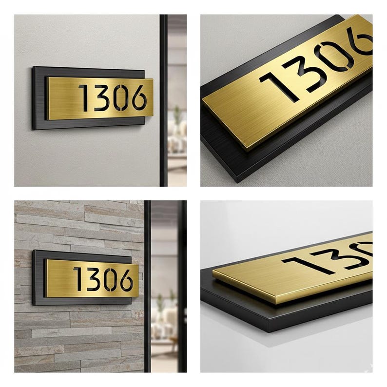 Personalized Modern House Number Sign Stainless Steel – Metal Door ...