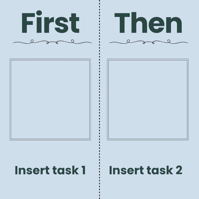 First- Then Visual Support: Canva Template - Etsy
