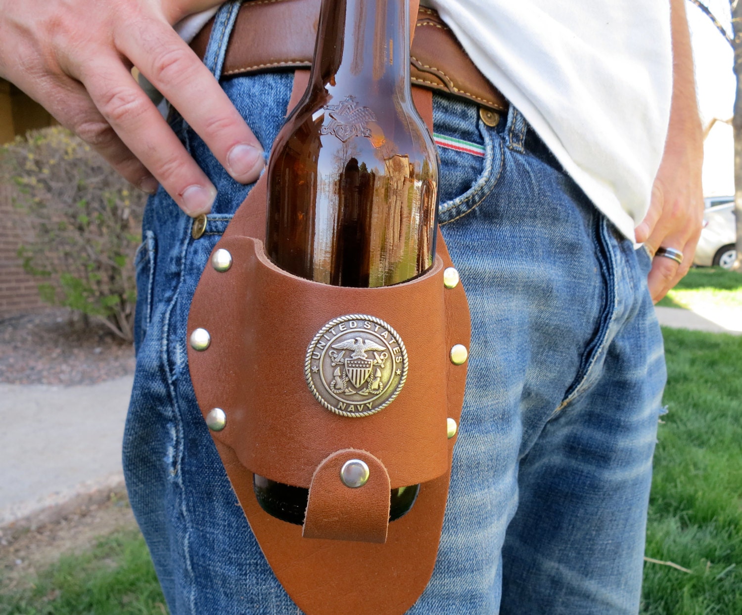 Leather Beer Holster, Military Emblems - Etsy