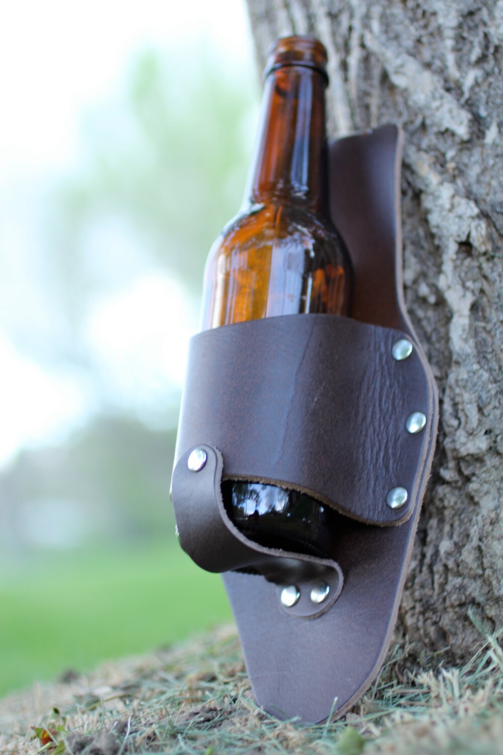 Leather Beer Holster Dark Brown the Plano | Etsy