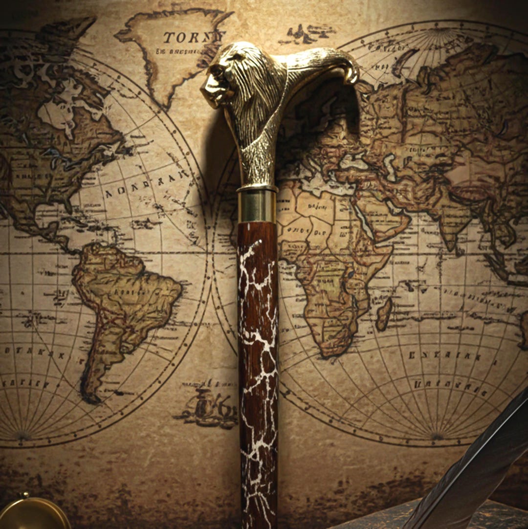 Lion Head Handle Walking Cane – Vintage Style Gentleman’s Cane, Antique ...