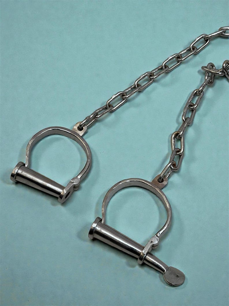Vintage Style Metal Ankle Cuffs Chain | Prison Replica Prop | Costume ...
