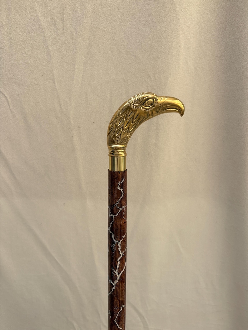 Brass Eagle Handle Walking Stick | Elegant Wooden Cane | Gentleman Cane ...