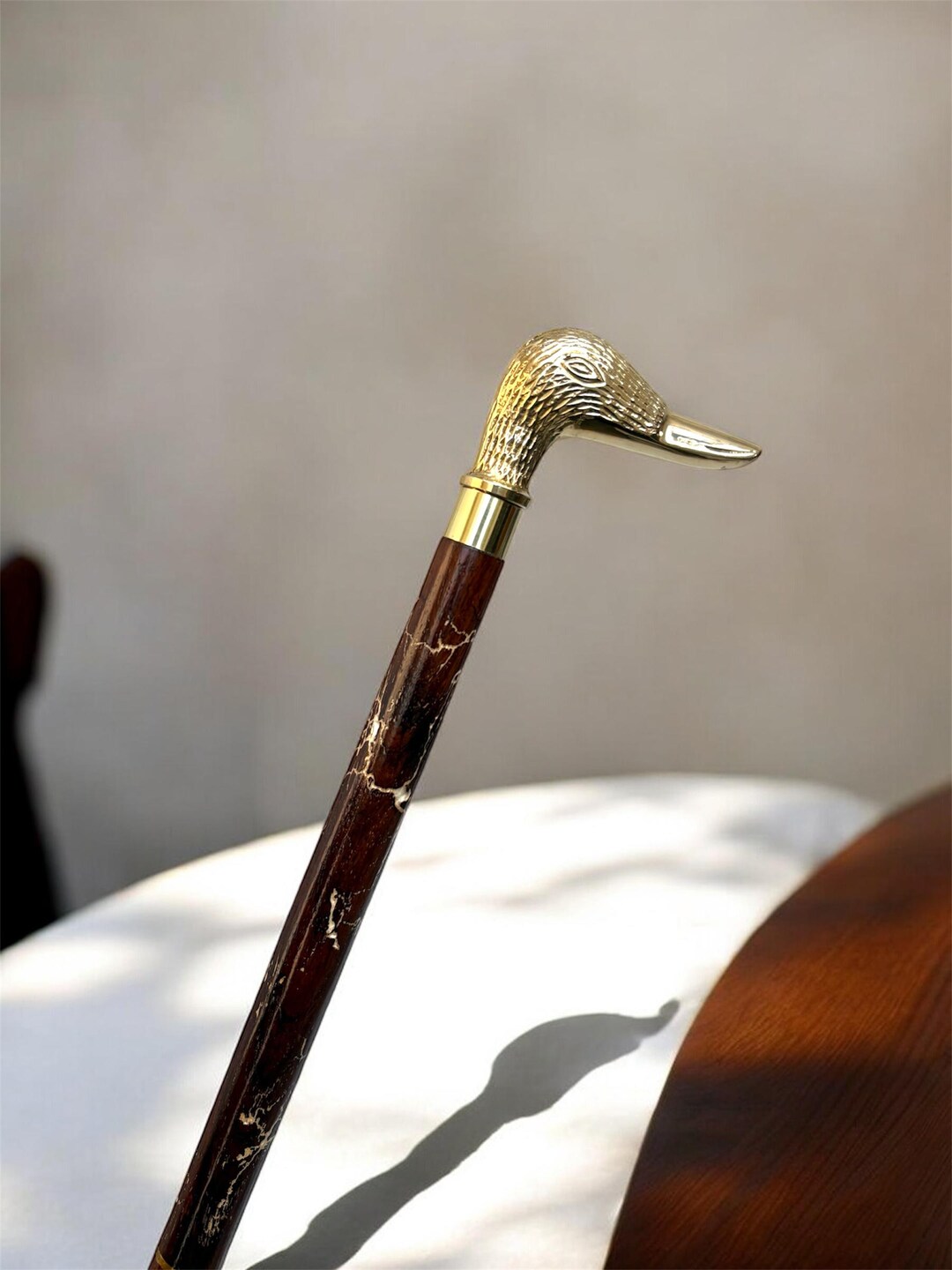 Handcrafted Duck Head Walking Cane | Solid Brass Handle | Dark Wooden ...