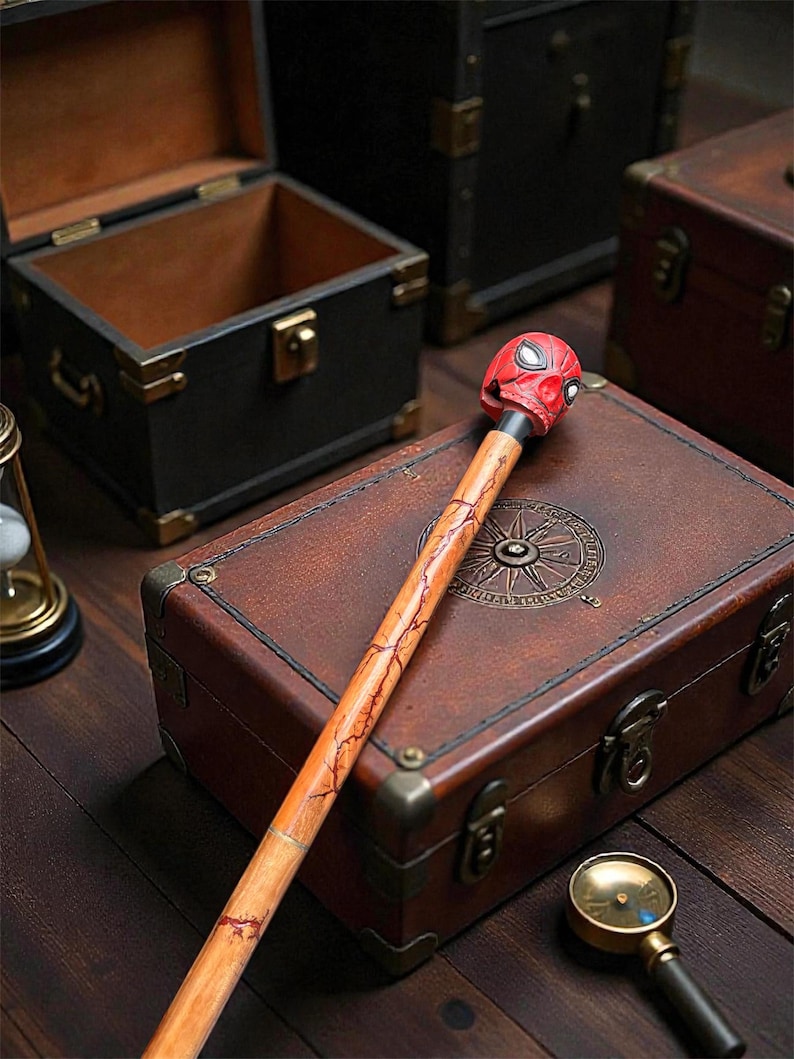 Red Mask Spiderman Handle Walking Cane Rosewood Stick Novelty Cane - Etsy