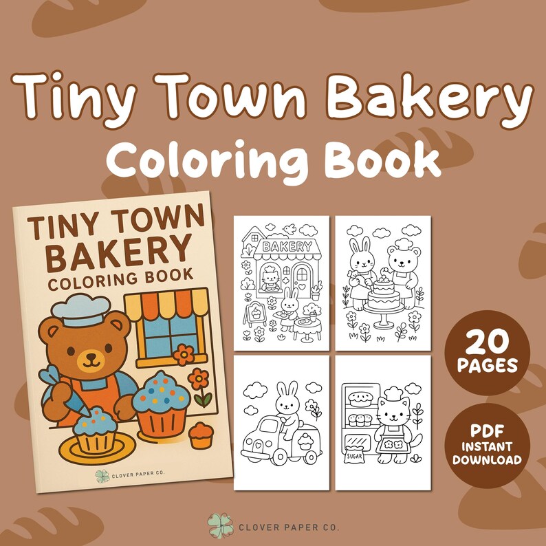 Tiny Town Bakery Coloring Pages – Cute Whimsical Printable for Kids ...