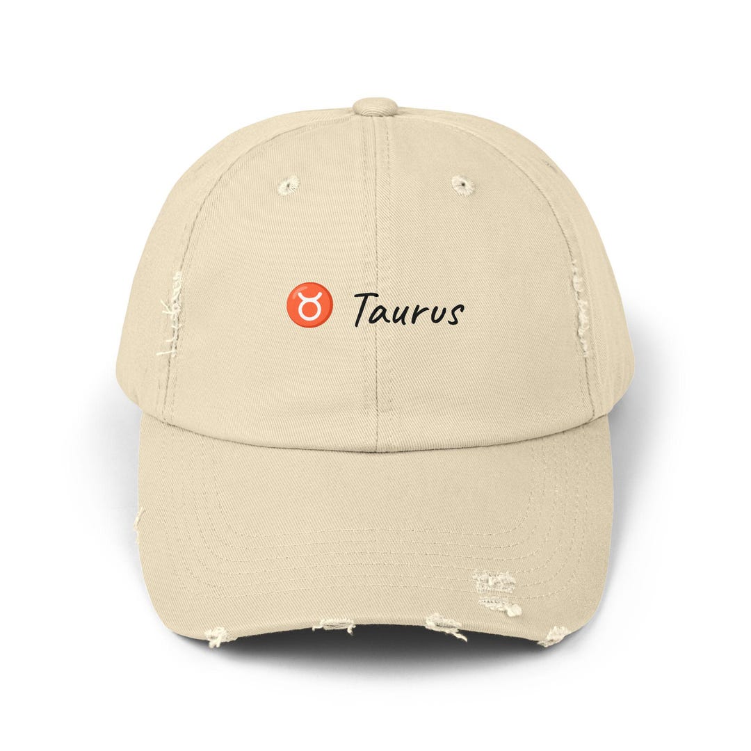 Taurus Zodiac Symbol Cap | Astrology Distressed Baseball Hat | Taurus ...