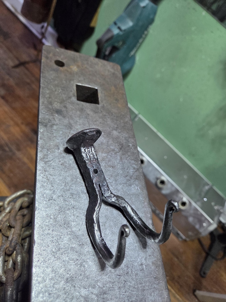 Hand-forged Railroad Spike Double Hook – Personalized Wall Hook ...