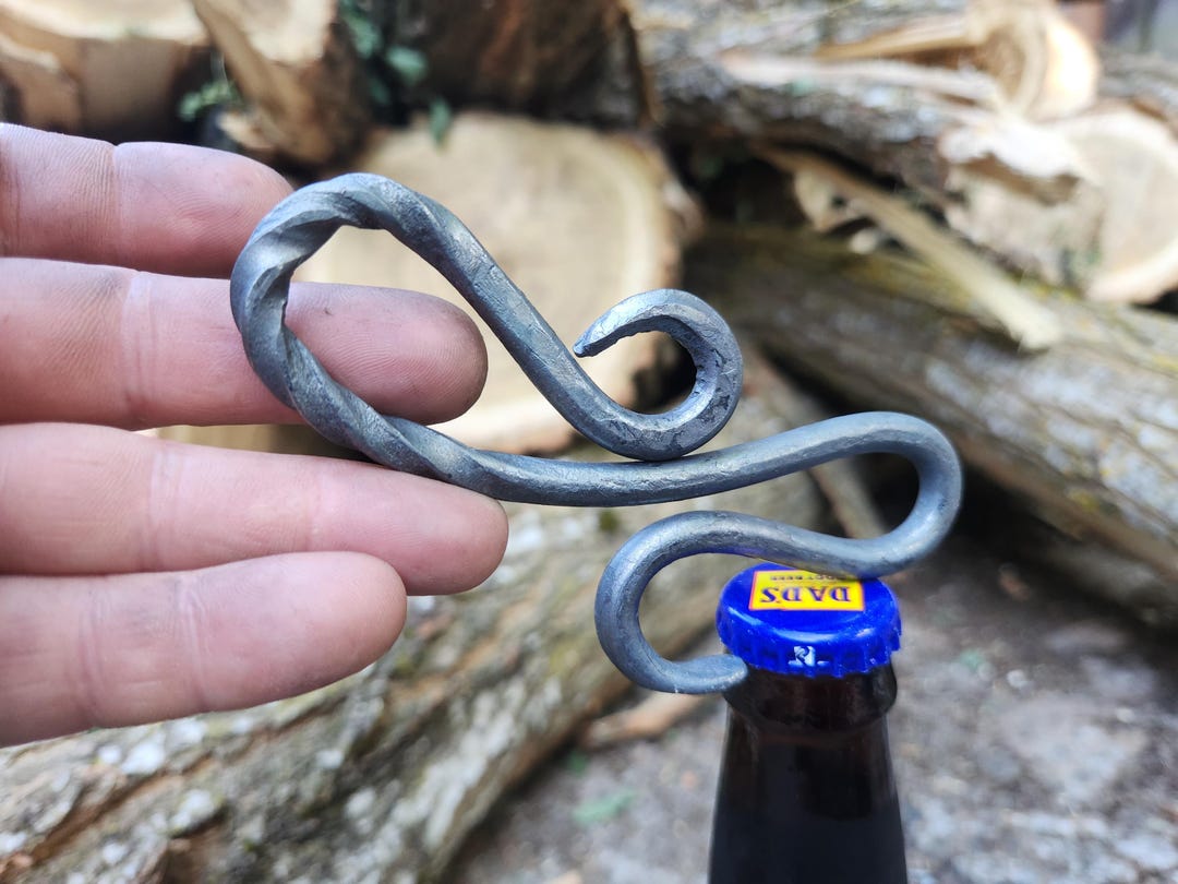 Hand-forged Steel Bottle Opener – Rustic Beer Opener, Blacksmith Bar ...