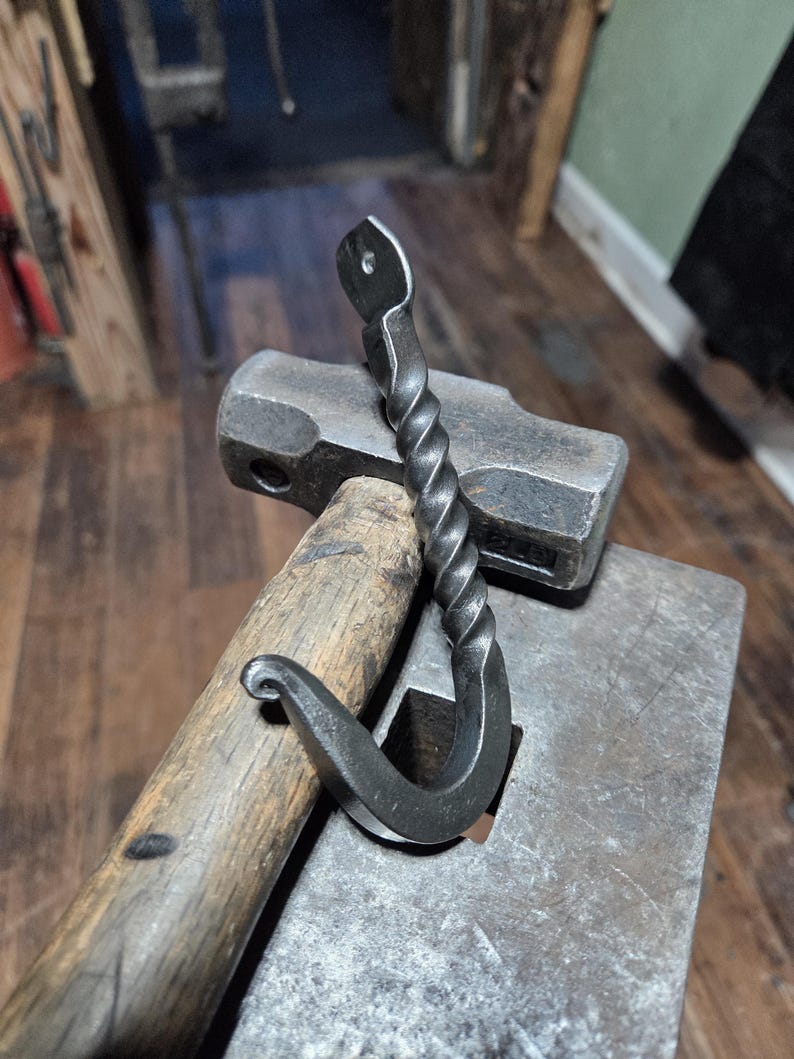 Hand-forged Iron J Hook – Blacksmith Wall Hook for Coats, Tools ...