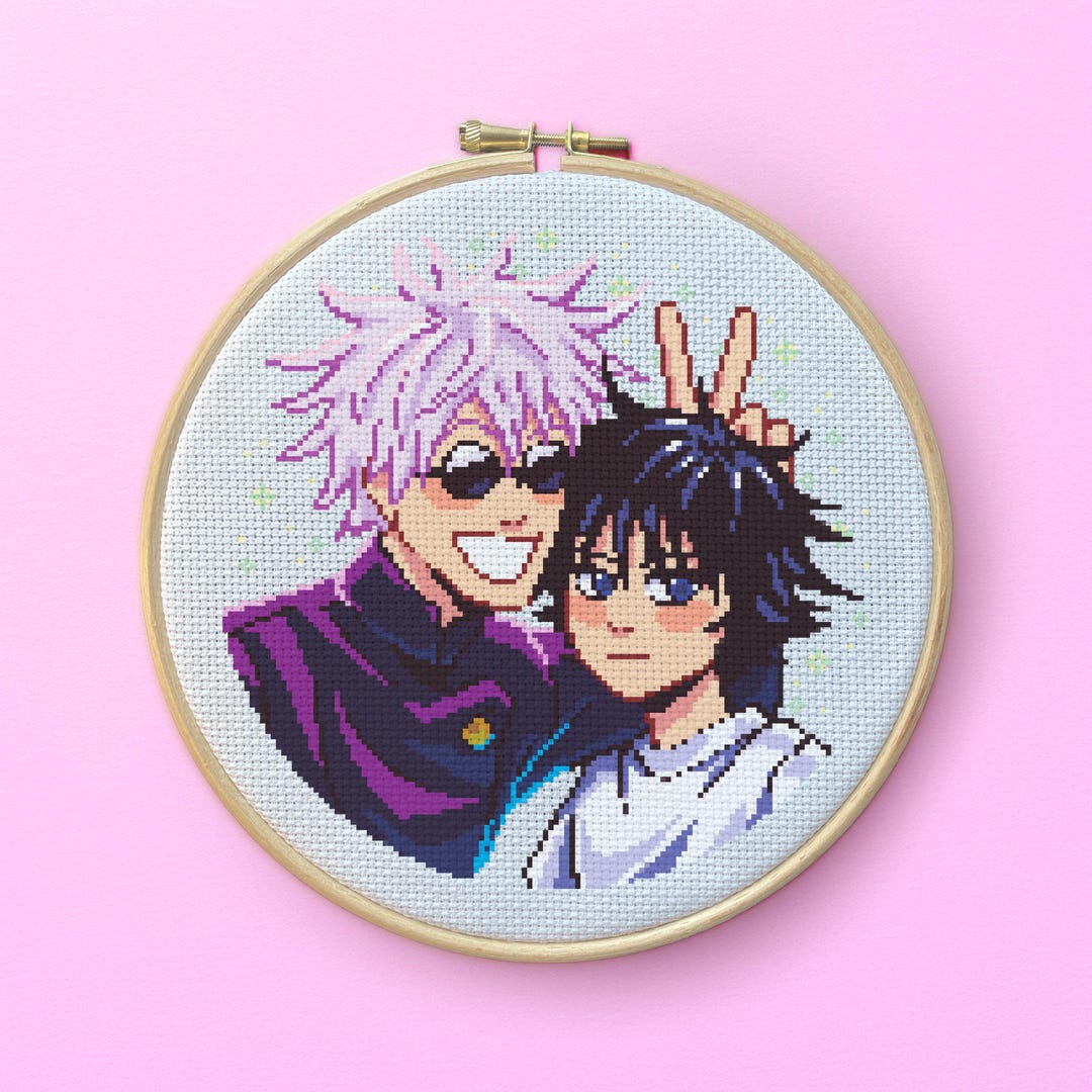 Gojo and Megumi Cross Stitch Pattern, Jujutsu Kaisen, Embroidery, Anime ...