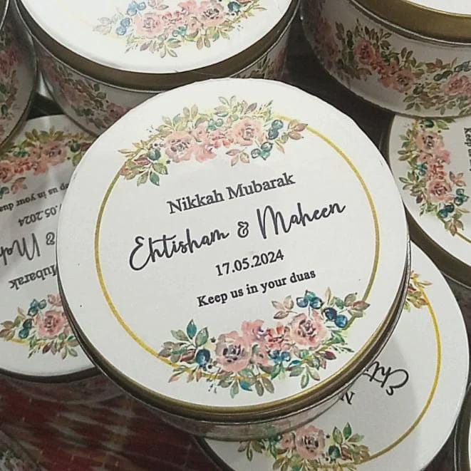 Modern Custom Nikkah Mubarak Wedding Favor Tin Box | Artistic Floral ...