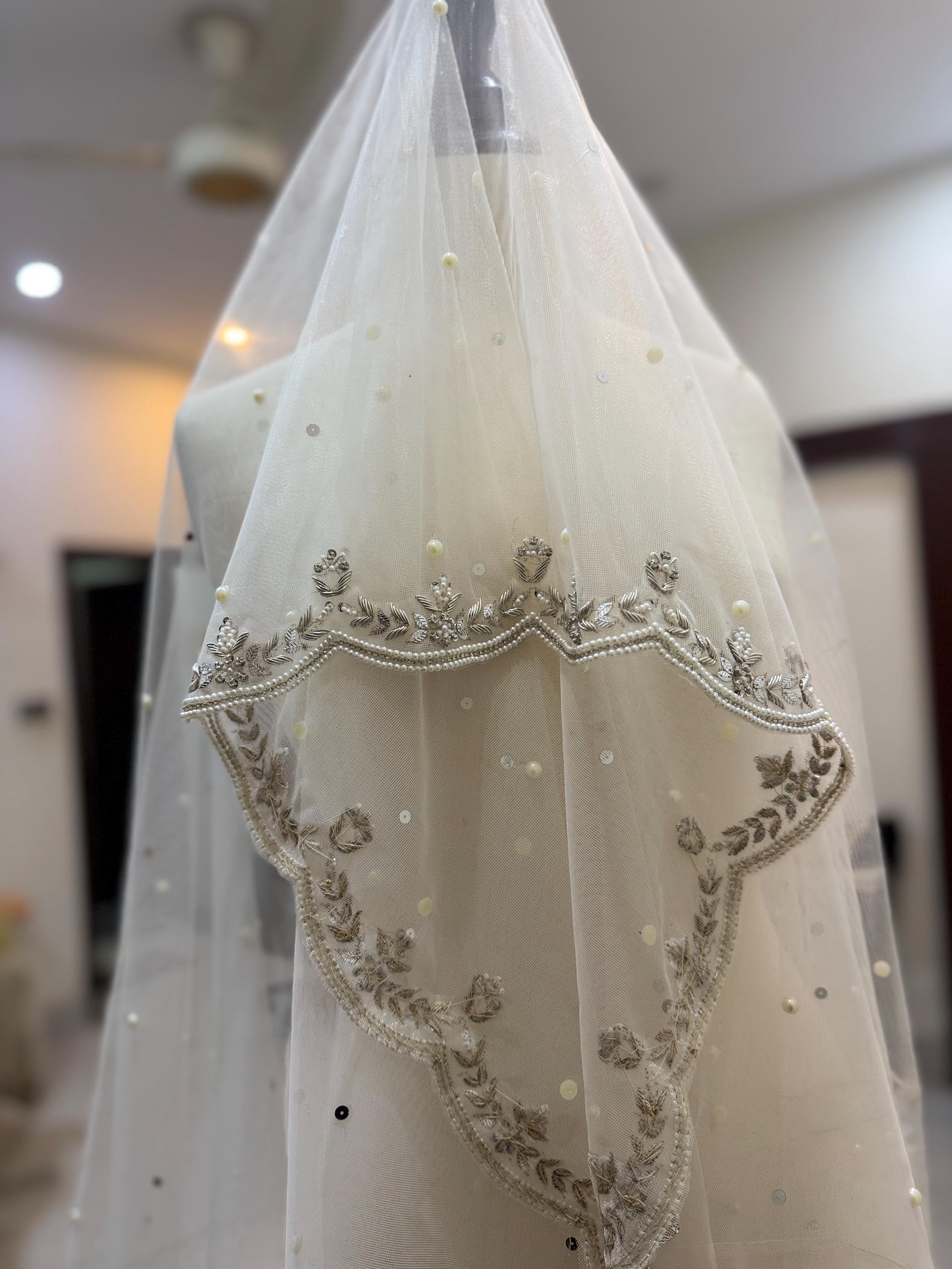 Nikkah Bridal Dupatta | Bridal Net Dupatta | Hand-embroidered Nikkah ...