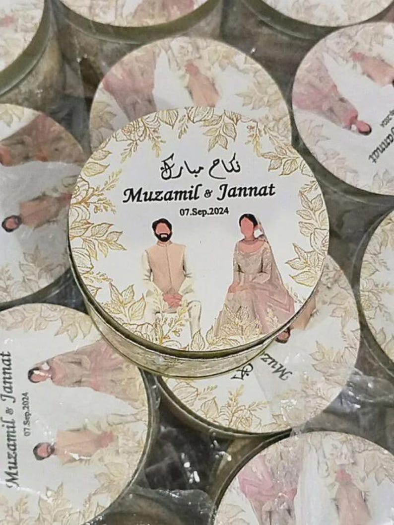 Personalized Nikkah Mubarak Favor Boxes: Floral Wedding Sweet Tins ...