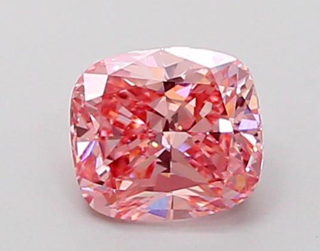 Lab Diamond Fancy Vivid Pink Color Diamond 2 Carat VS1 Clarity Cushion ...