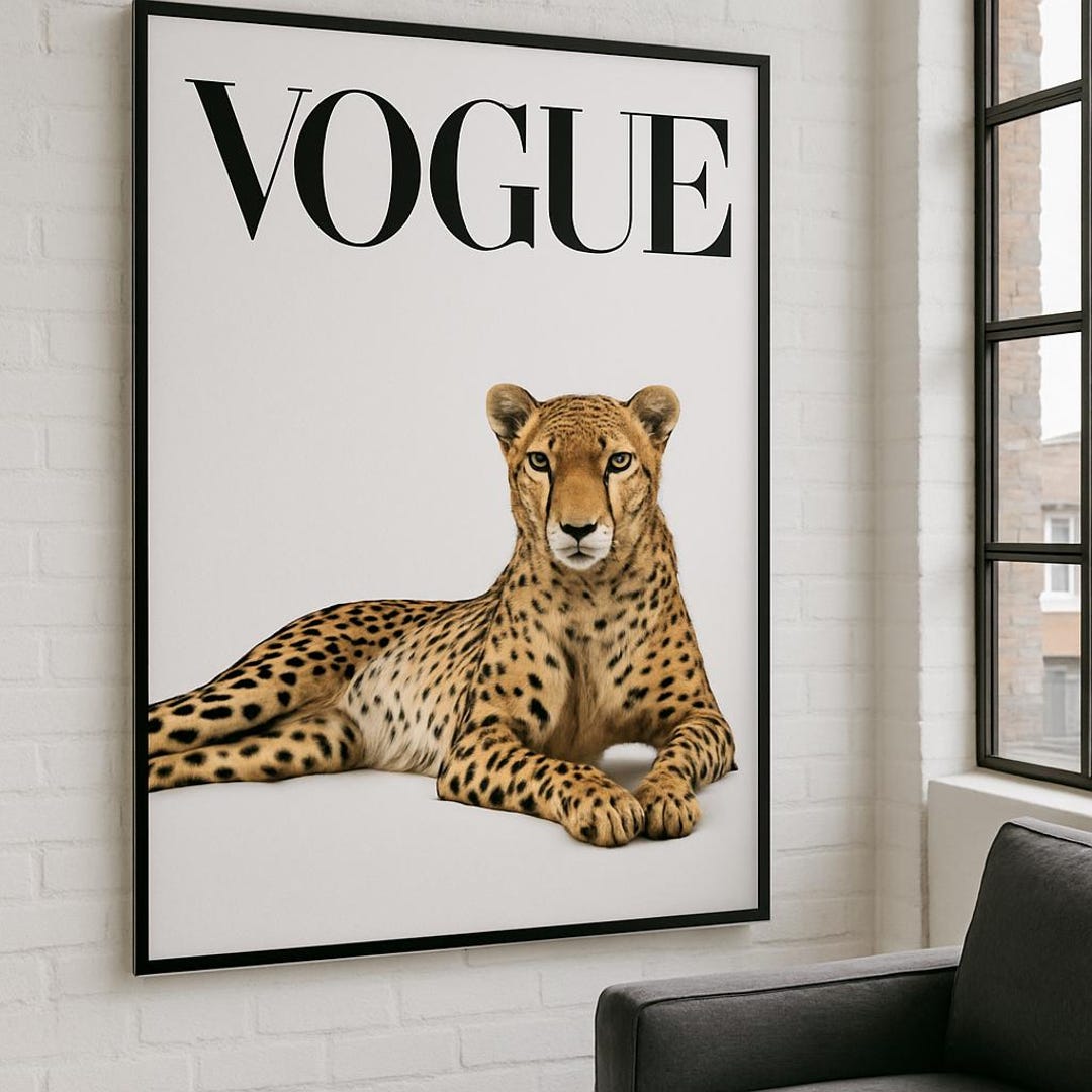 Vogue Cheetah Wall Art Print – Fashion Animal Poster – Modern Jungle ...