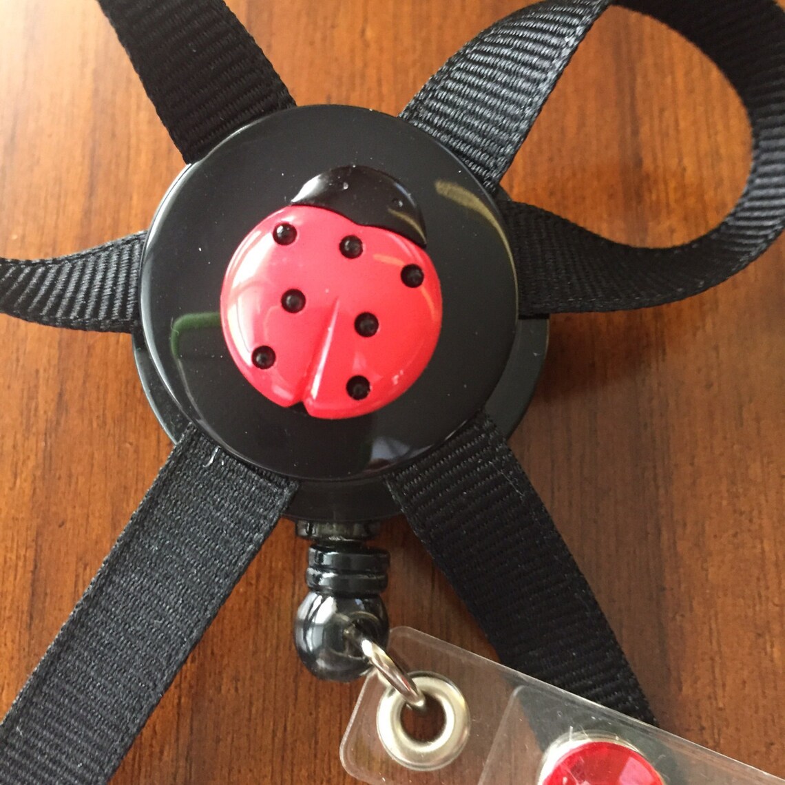 Ladybug Nurse Badge Reel, Black Ribbon, ID Holder - Etsy