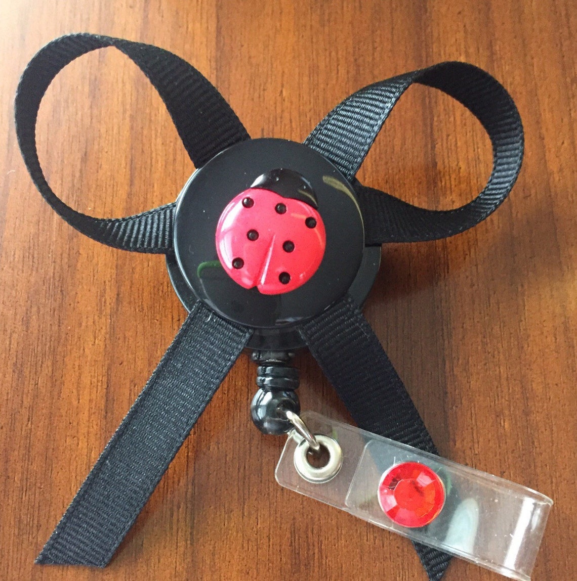 Ladybug Nurse Badge Reel, Black Ribbon, ID Holder - Etsy