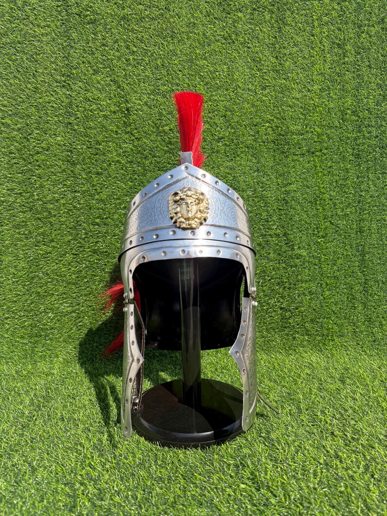 Roman Legionary Helmet With Red Crest – Medieval Warrior Armor Replica ...
