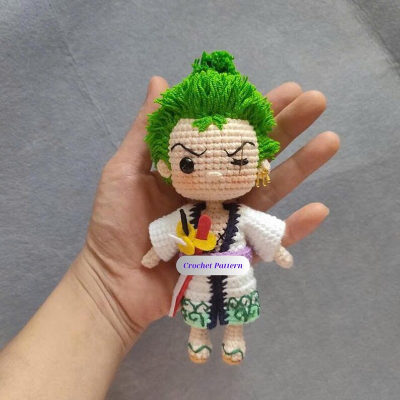 Zoro Crochet Pattern – Anime Amigurumi Toy Pdf,crochet Zoro Character ...